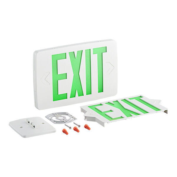 CLS 02-ETXTEU3GW-EM Slim Green LED Exit Sign with Battery Backup - 1.0W ...