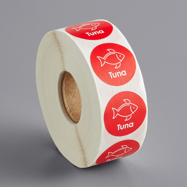 Point Plus Tuna Permanent 1" Red Label - 1000/Roll