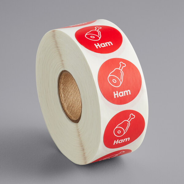 Point Plus Ham Permanent 1" Red Label - 1000/Roll