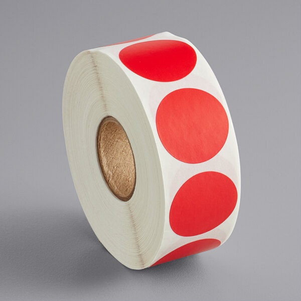 Point Plus Blank Permanent 1" Red Blank Label - 1000/Roll