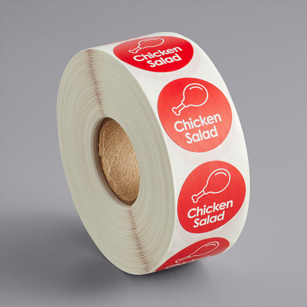 Point Plus Chicken Salad Permanent 1" Red Label - 1000/Roll