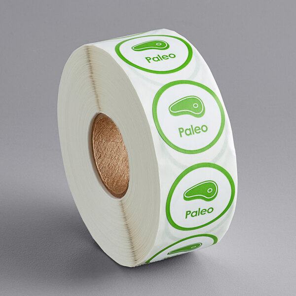 Point Plus Paleo Permanent 1" Green Label - 1000/Roll