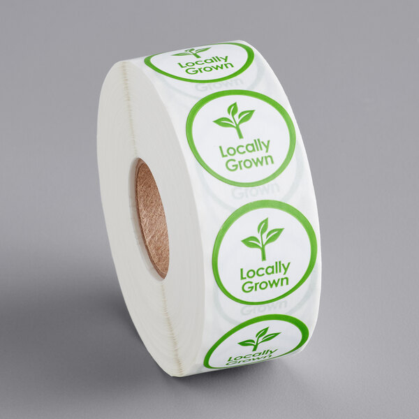 Point Plus Locally Grown Permanent 1" Green Label - 1000/Roll