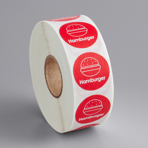 Point Plus Hamburger Permanent 1" Red Label - 1000/Roll