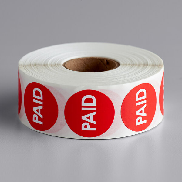 Point Plus Paid Permanent 1" Red Label - 1000/Roll