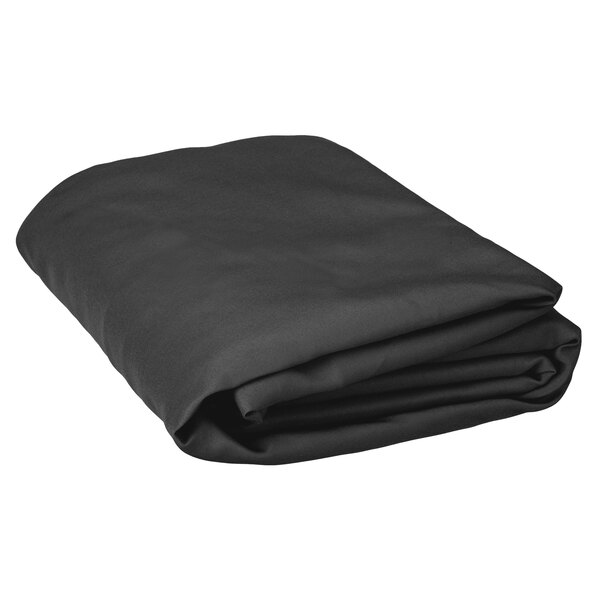 Intedge 120" Round Black Seamed 100% Polyester Hemmed Cloth Table Cover