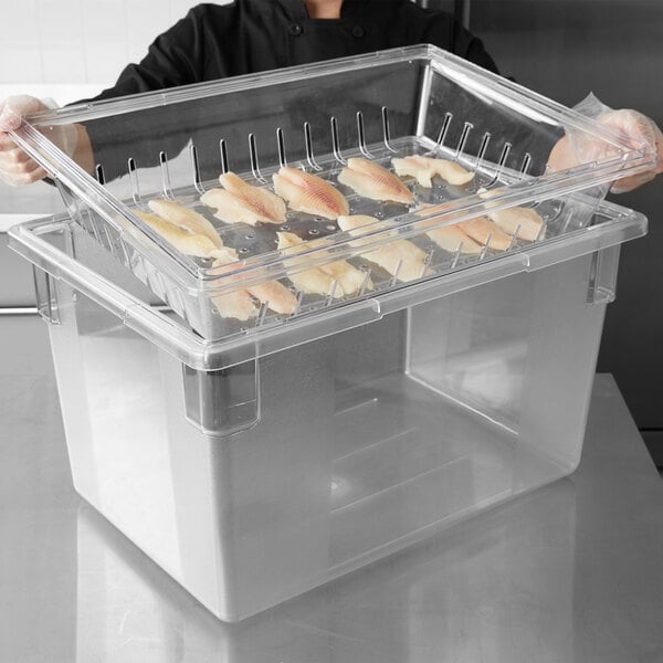 Carlisle 1062807 StorPlus 26"x 18" x 5" Clear Food Box Deep Drain Tray