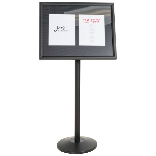 Aarco P-5BK Black Single Pedestal Sign Board
