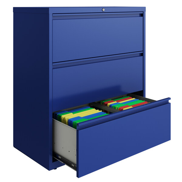 Hirsh Industries 24254 HL10000 Series Classic Blue Three-Drawer Lateral ...