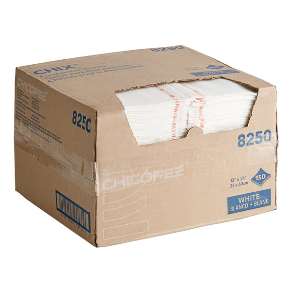 Chicopee 8250 Chix® 13" x 24" White / Red Medium-Duty Foodservice Towel ...