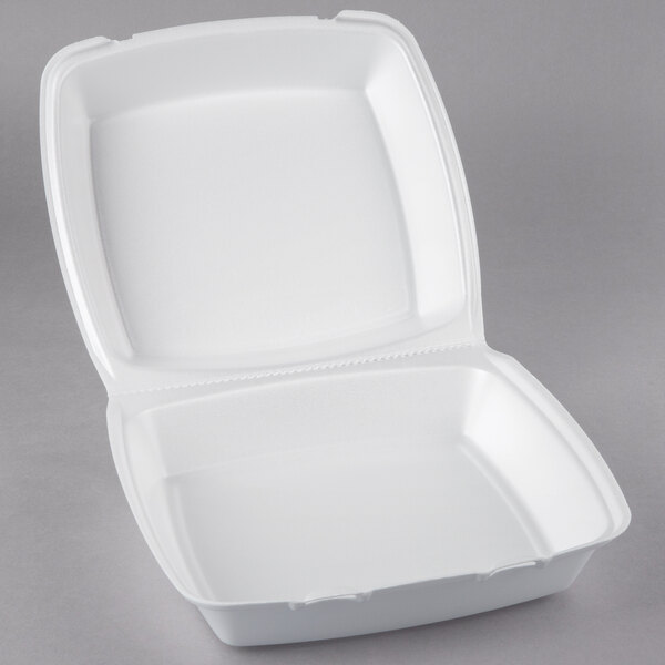 Dart 110HT1 10" x 9 1/2" x 3 1/2" White Foam Hinged Lid Container - 200/Case