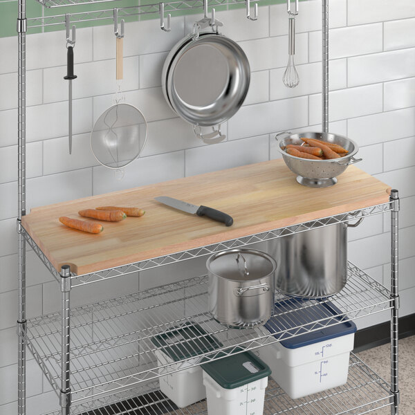 Regency Hardwood Cutting Board Insert for Wire Shelving - 18" x 60" x 1"
