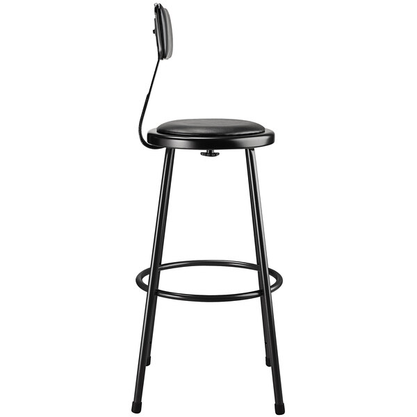 National Public Seating 6430B-10 30" Black Round Padded Lab Stool with ...