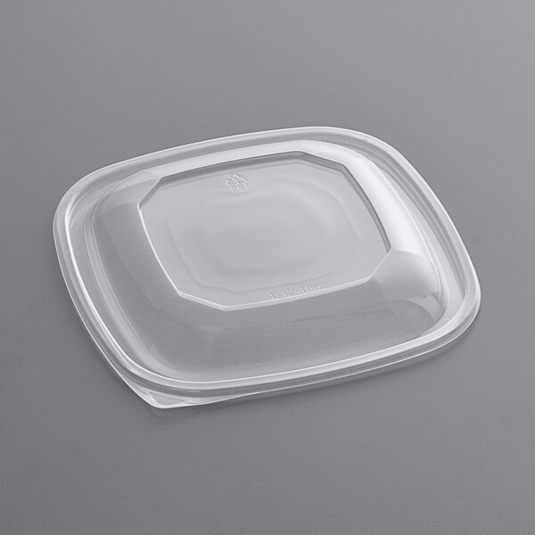 Visions Clear PET Plastic Dome Lid for 24, 32, and 48 oz. Square Bowls ...