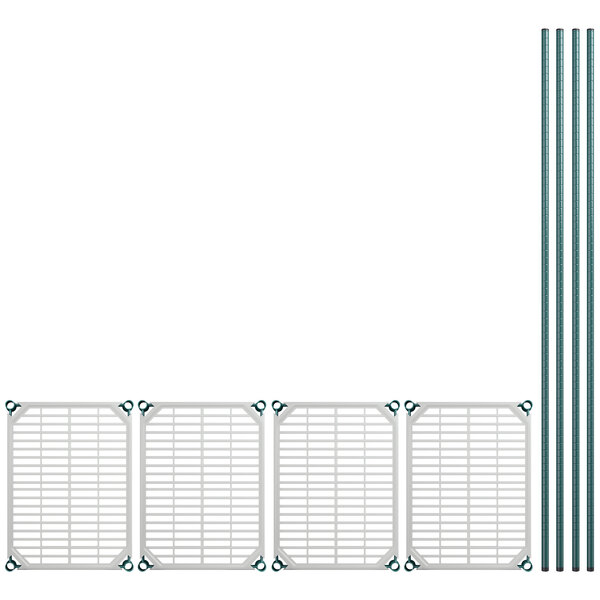 Regency+ 18" x 24" Green Epoxy Polymer Drop Mat 4-Shelf Kit with 74" Posts