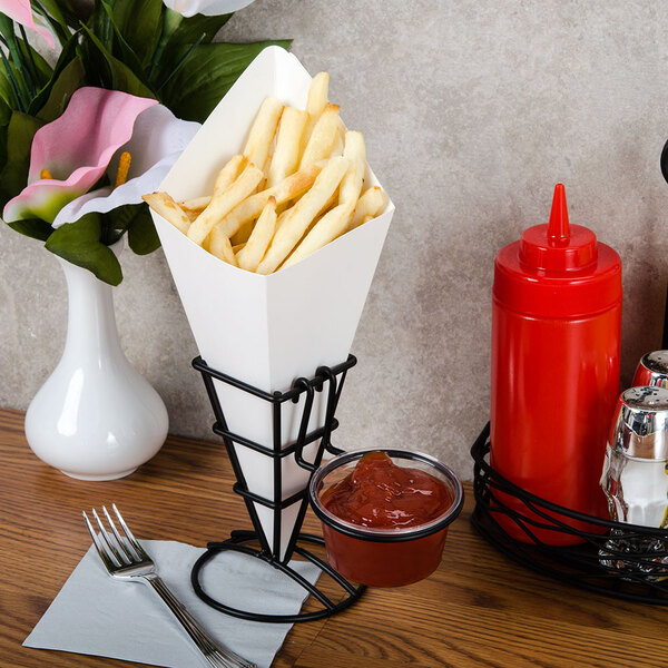 American Metalcraft SQFBBL Square Black Fry Cone Holder - 2 1/2" x 3 5/ ...