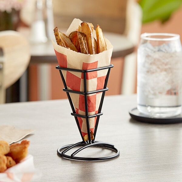 American Metalcraft SQFBBL Square Black Fry Cone Holder - 2 1/2" x 3 5/ ...