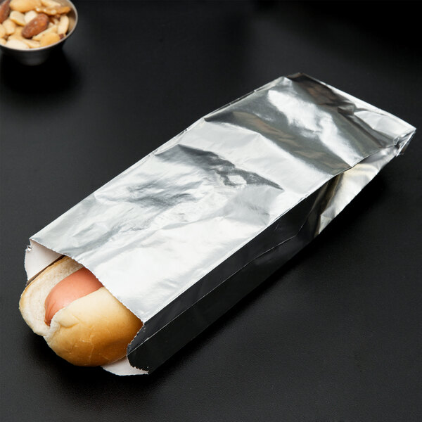 Carnival King 3 1/2" x 1 1/2" x 9" Unprinted Foil Hot Dog Bag - 250/Case