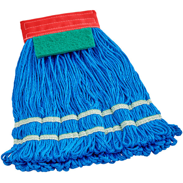 Lavex 15 oz. Blue Microfiber Looped End Wet Mop Head with 5" Red Headband