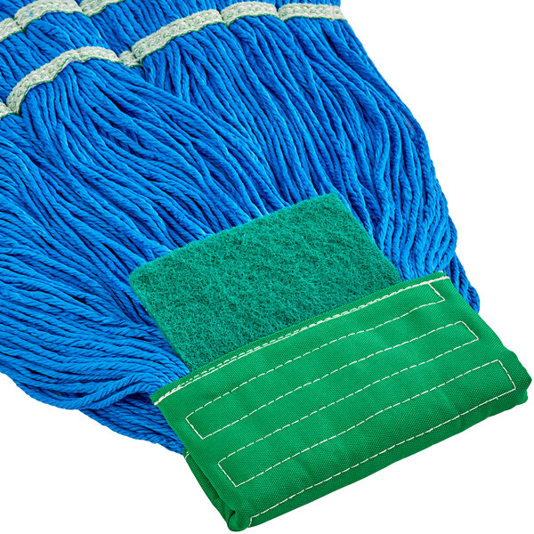 Lavex 18 oz. Blue Microfiber Looped End Wet Mop Head with 5" Green Headband