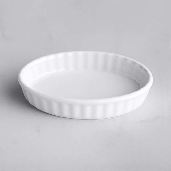 Tuxton BPK-0502 5 oz. Porcelain White Fluted Oval China Creme Brulee ...