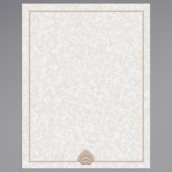 Choice 8 1/2" x 11" Menu Paper - Tan Shell Border - 100/Pack