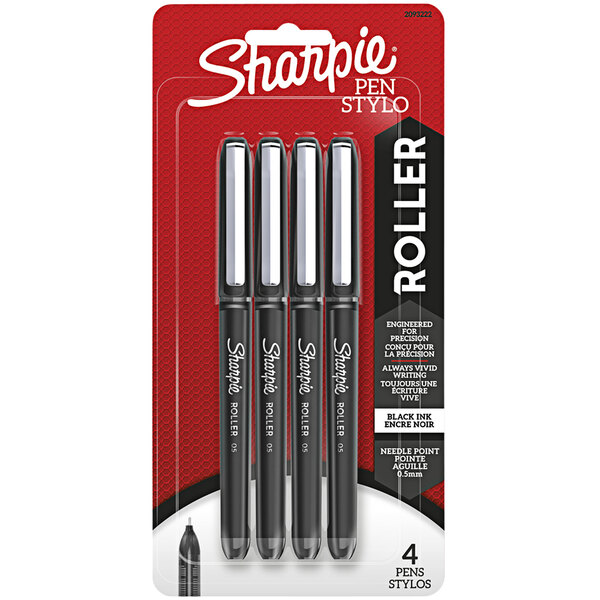 Sharpie 2093222 Roller Black Ink with Black Barrel 0.5mm Roller Ball ...