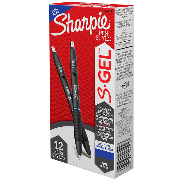 Sharpie 2096146 S-Gel Blue Ink with Black Barrel 0.5mm Retractable Gel ...