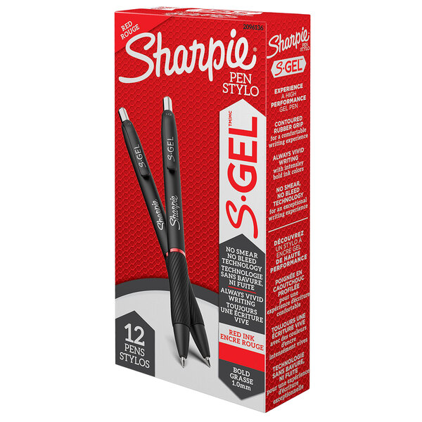 Sharpie 2096136 S-Gel Red Ink with Black Barrel 1.0mm Retractable Gel ...