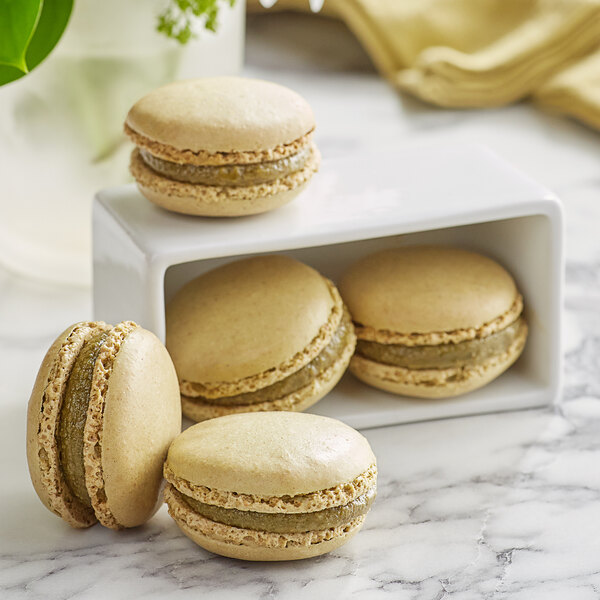 White Toque French Pistachio Macarons - 105/Case