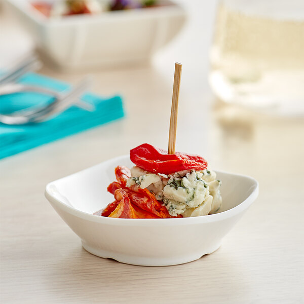 Tablecraft 10315W 1.5 oz. Rounded Square White Mini Melamine Bowl