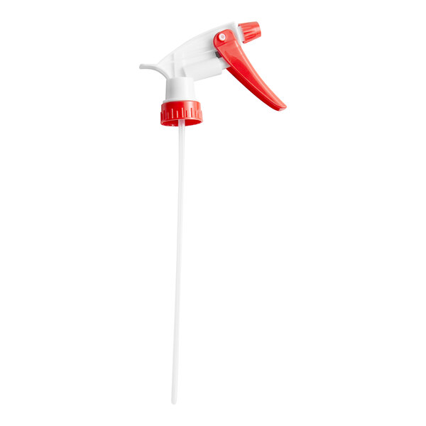 Lavex 9 11/16" Adjustable Red Plastic Spray Bottle Trigger