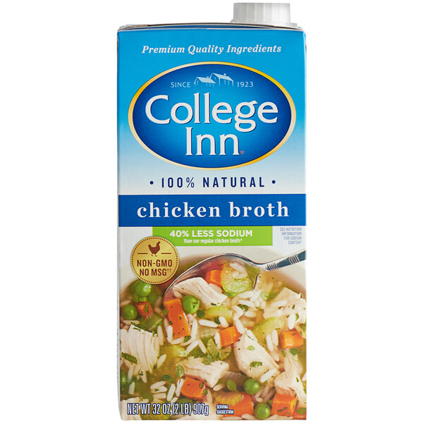 College Inn 32 oz. Less Sodium Chicken Broth - 12/Case