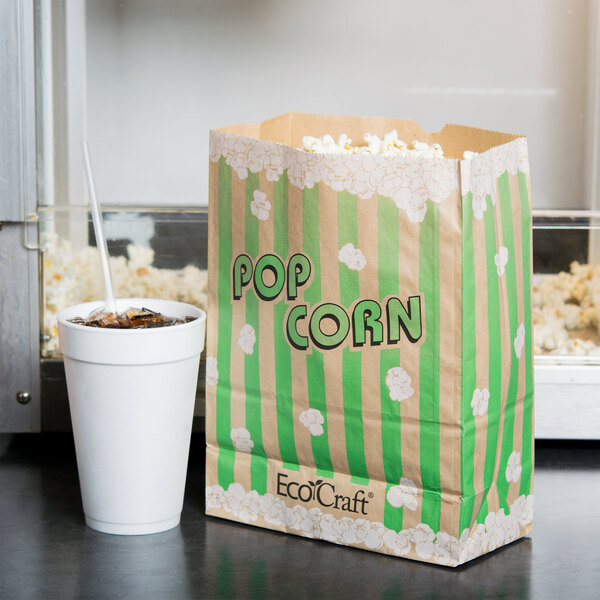 Green Popcorn Bags (130 oz) - 500/Case