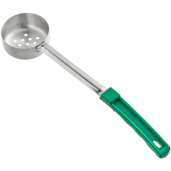 Choice 4 oz. Green Perforated Portion Spoon