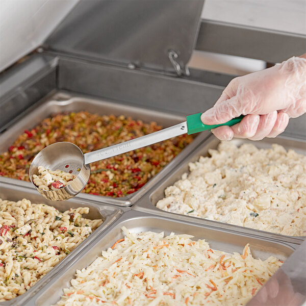 Choice 4 oz. Green Perforated Portion Spoon