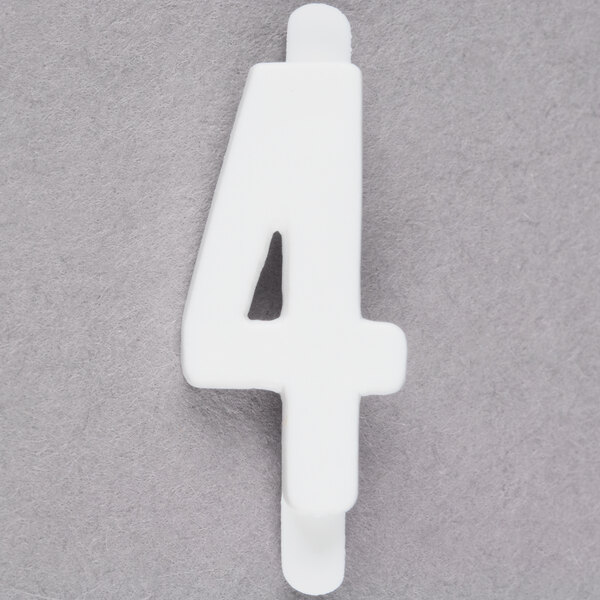 3/4" White Molded Plastic Number 4 Deli Tag Insert - 50/Set