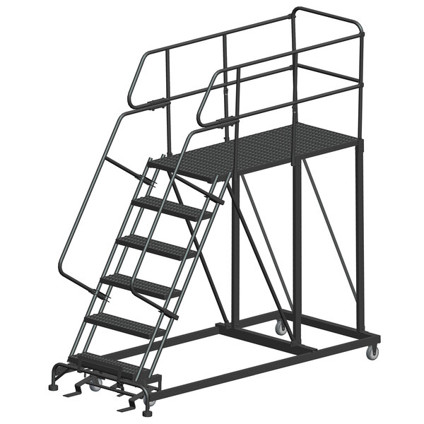 Ballymore SEP6-3660 6-Step Heavy-Duty Steel Mobile Work Platform with Handrails - 60" x 36" x 60 ...