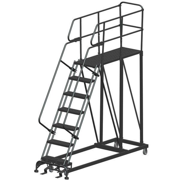 Ballymore SEP7-2460 7-Step Heavy-Duty Steel Mobile Work Platform with Handrails - 60" x 24" x 70 ...