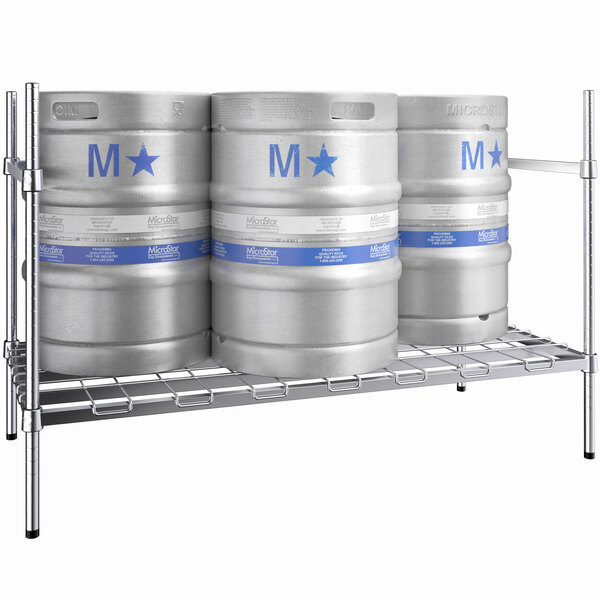 Regency 3 Keg Chrome Keg Rack - 24" x 48" x 34"