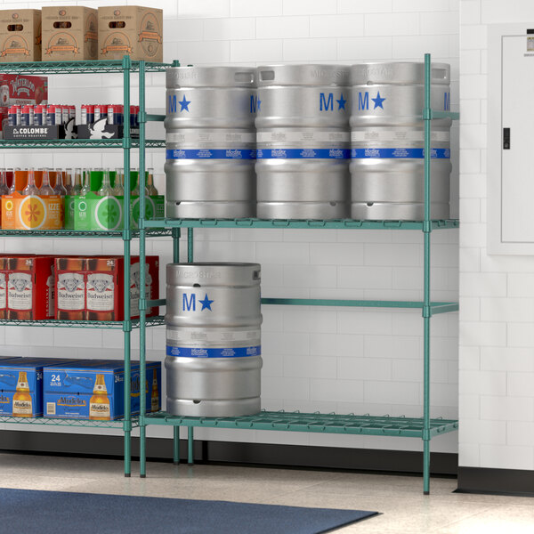 Regency 4 Keg Green Epoxy Keg Rack - 18" x 36" x 64"