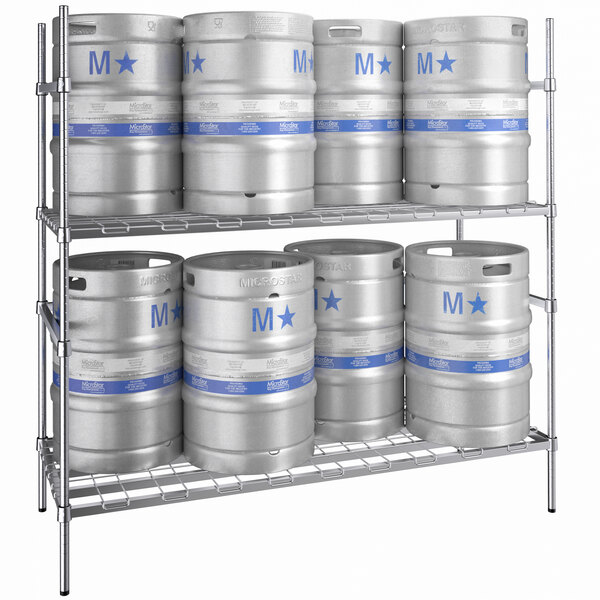 Regency 8 Keg Chrome Keg Rack - 24" x 60" x 64"