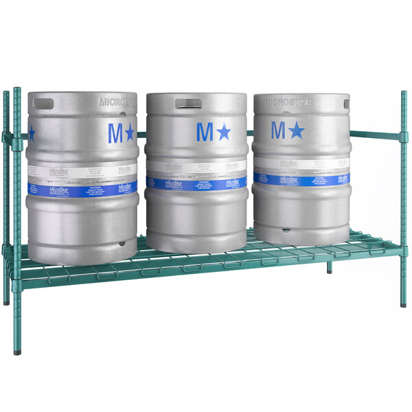 Regency 4 Keg Green Epoxy Keg Rack - 24" x 60" x 34"