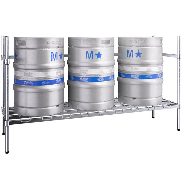Regency 3 Keg Chrome Keg Rack - 18" x 60" x 34"