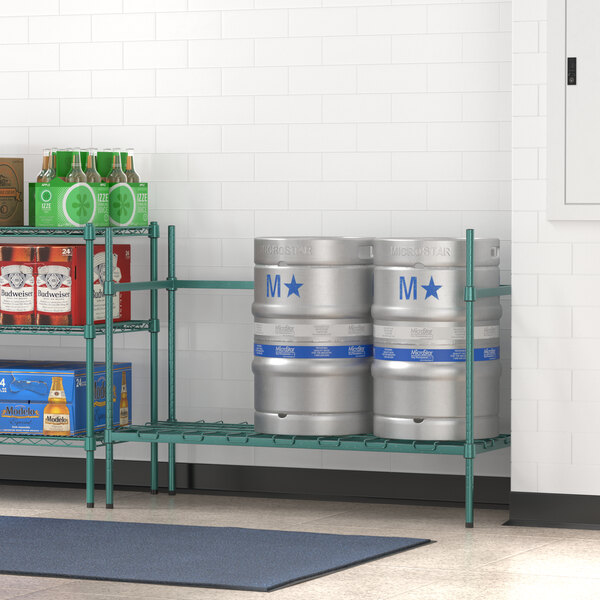 Regency 3 Keg Green Epoxy Keg Rack - 18" x 60" x 34"