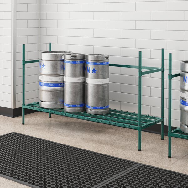 Regency 3 Keg Green Epoxy Keg Rack - 18" x 60" x 34"