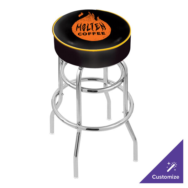 Holland Bar Stool L7C130CUSTOM Customizable Logo Double Ring Chrome ...