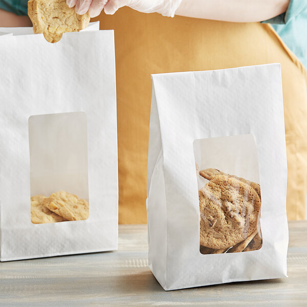 Choice 6" x 11 1/8" 6 lb. White Paper Cookie / Coffee / Donut Bag with ...