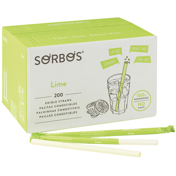 Sorbos Edible Lime Flavored Straws (200/case)
