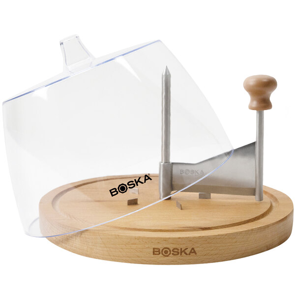 Boska 8 3/4" Amigo Wood Cheese Curler with Clear Plastic Dome 850511
